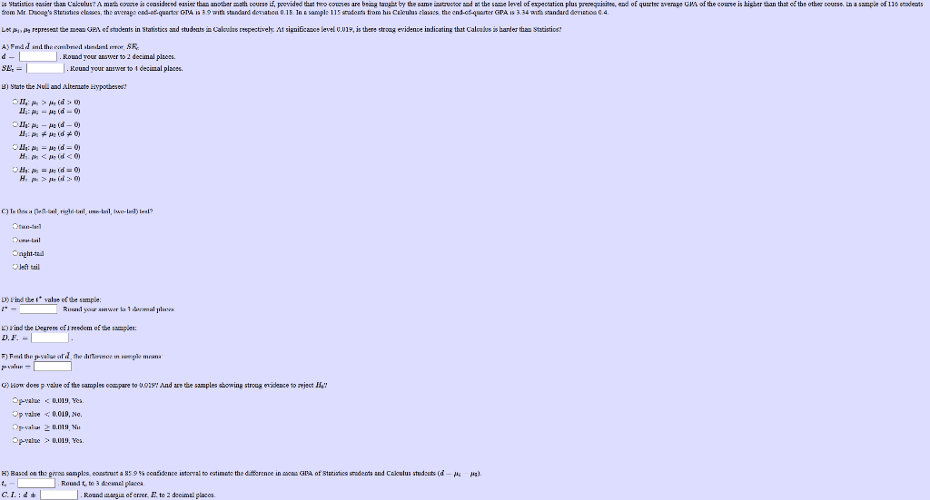 Solved Is Statistics easier than Calculus? A math course is | Chegg.com