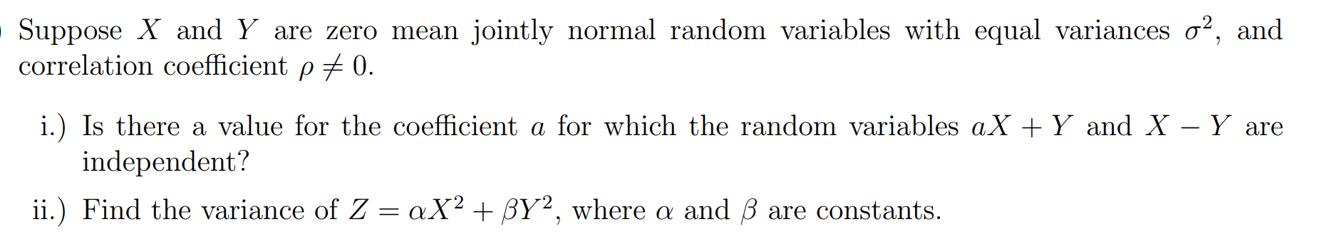 Solved Suppose X and Y are zero mean jointly normal random | Chegg.com