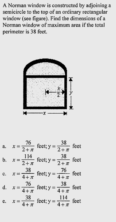 Solved A Norman window is constructed by adjoining a | Chegg.com