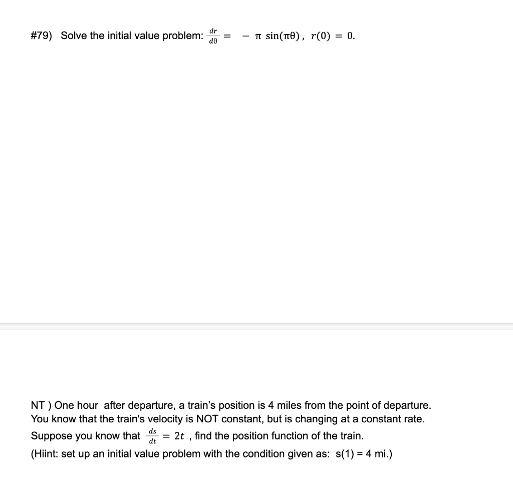 \#79) Solve the initial value problem: | Chegg.com