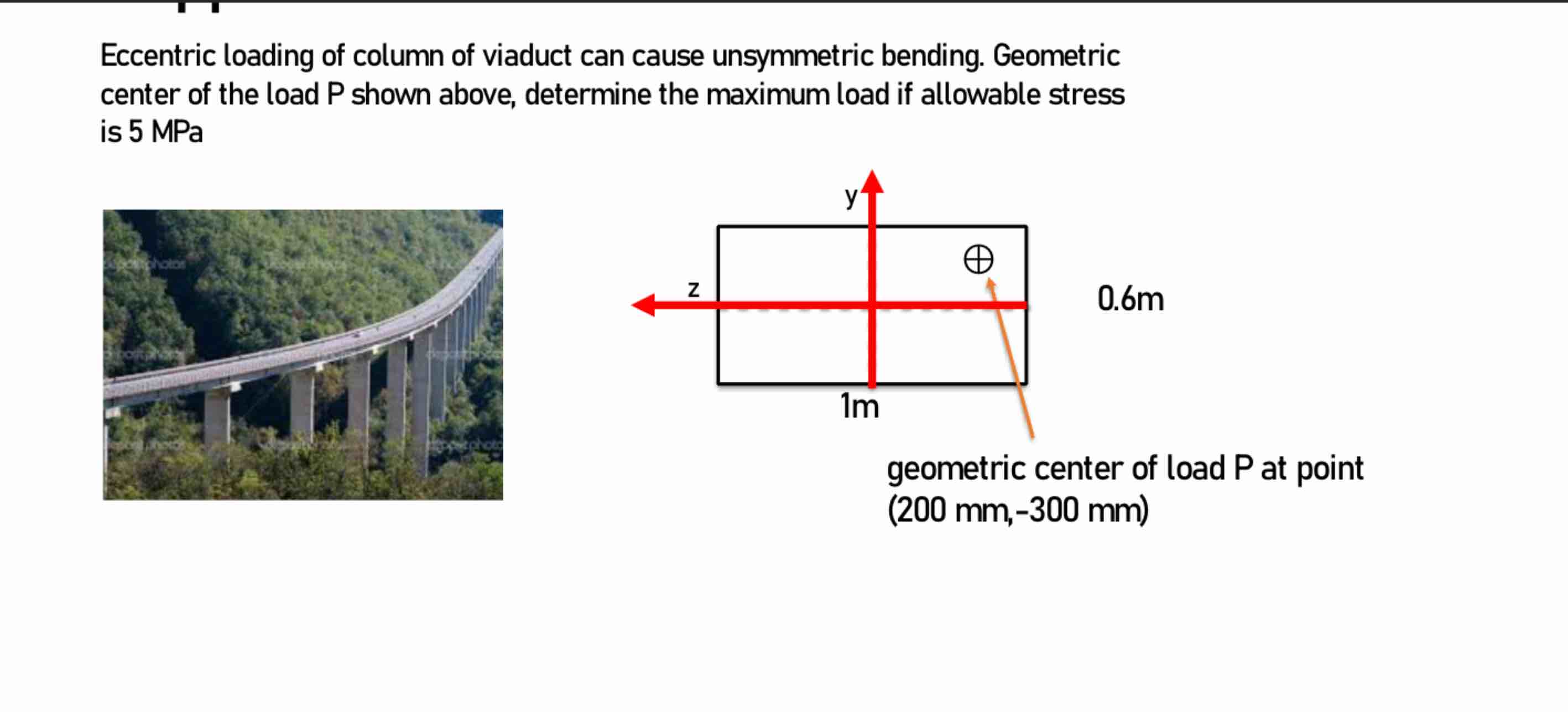 Solved Eccentric loading of column of viaduct can cause | Chegg.com