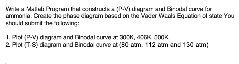 Solved Write a Matlab Program that constructs a (P-V) | Chegg.com