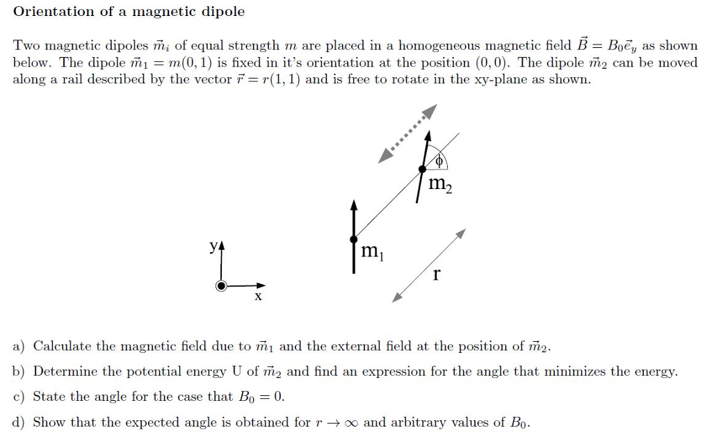 Solved Orientation of a magnetic dipole Two magnetic dipoles | Chegg.com