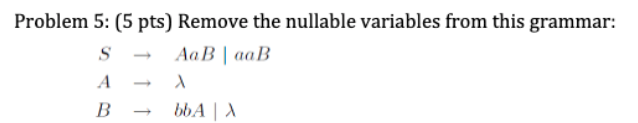 Solved Problem 5: (5 pts) Remove the nullable variables from | Chegg.com