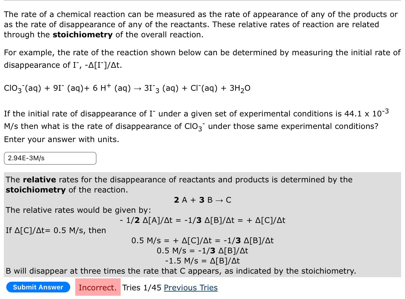 Solved The rate of a chemical reaction can be measured as | Chegg.com