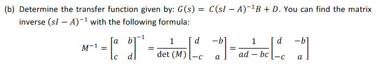 Solved (20 points) Finding the transfer function, given the | Chegg.com