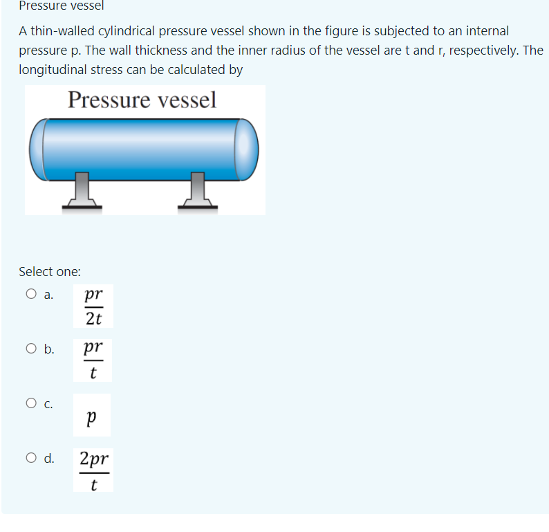 Solved Pressure vessel A thin-walled cylindrical pressure | Chegg.com Solved Pressure vessel A thin-walled cylindrical pressure | Chegg.com