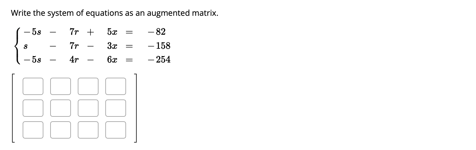 Solved Write the system of equations as an augmented | Chegg.com