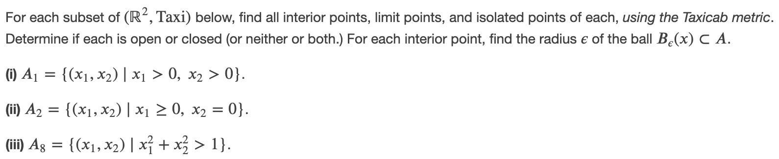 Solved For each subset of (R?, Taxi) below, find all | Chegg.com