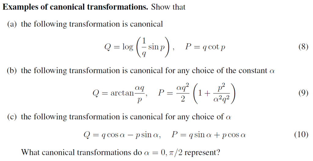 Solved Examples Of Canonical Transformations Show That A