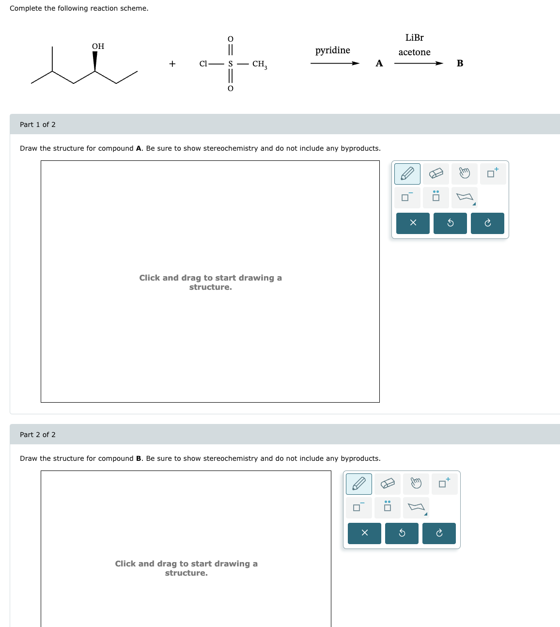Solved Complete the following reaction scheme.LiBrA | Chegg.com