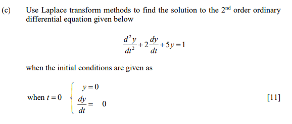 Solved Use Laplace transform methods to find the solution to | Chegg.com