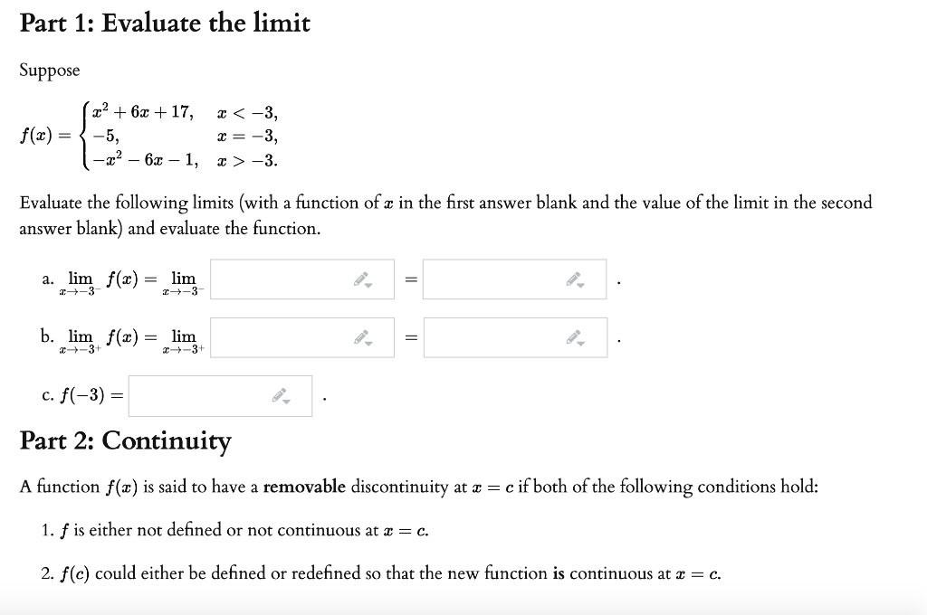 Solved Part 1: Evaluate the limit Suppose f(x) 22 +63 + 17, | Chegg.com
