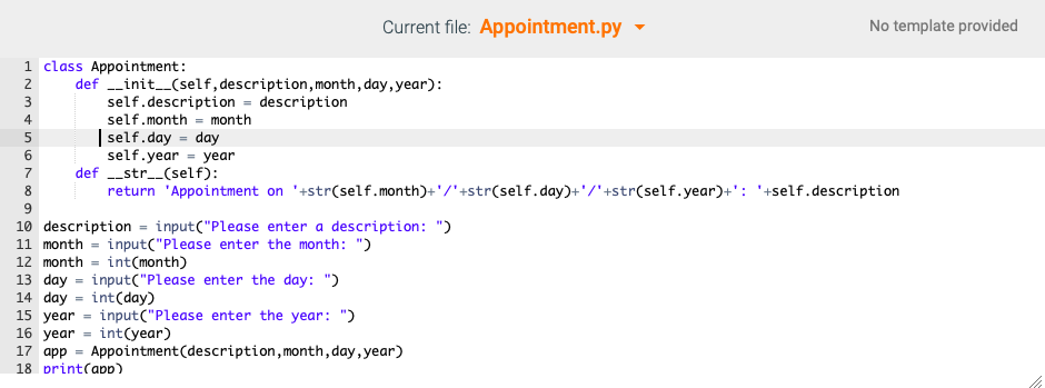 Solved IN PYTHON 3: Create a new class called Appointment. | Chegg.com
