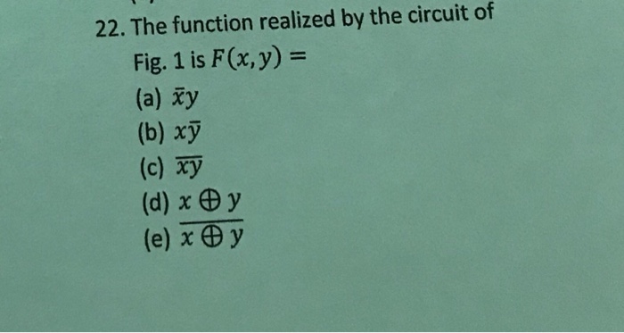 Solved 22. The function realized by the circuit of Fig.1 is | Chegg.com