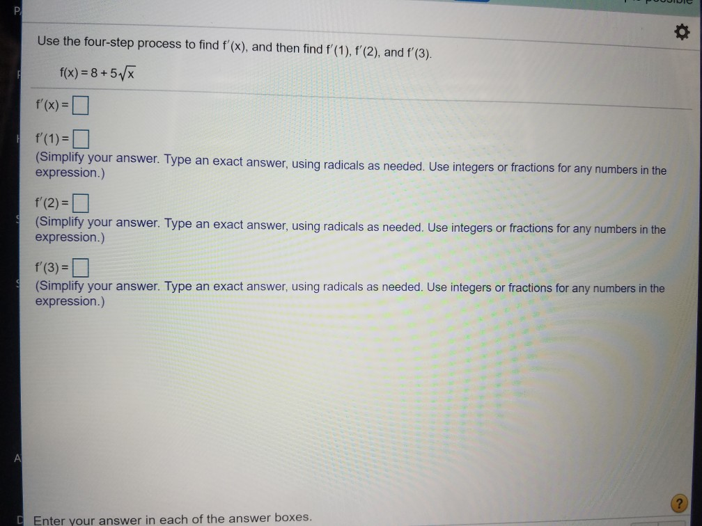 Solved Use the four-step process to find f'(x) and then find | Chegg.com
