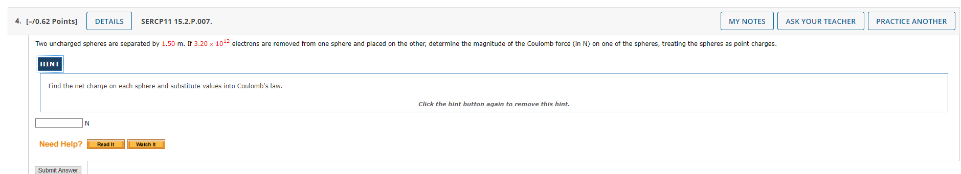 Solved Find the net charge on each sphere and substitute | Chegg.com