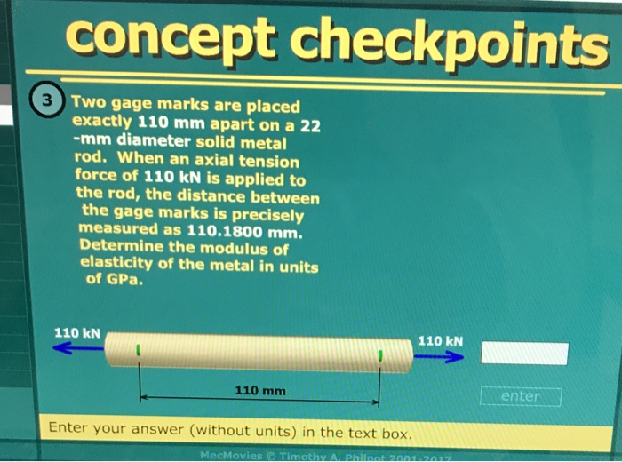 Solved concept checkpoints 3 Two gage marks are placed | Chegg.com