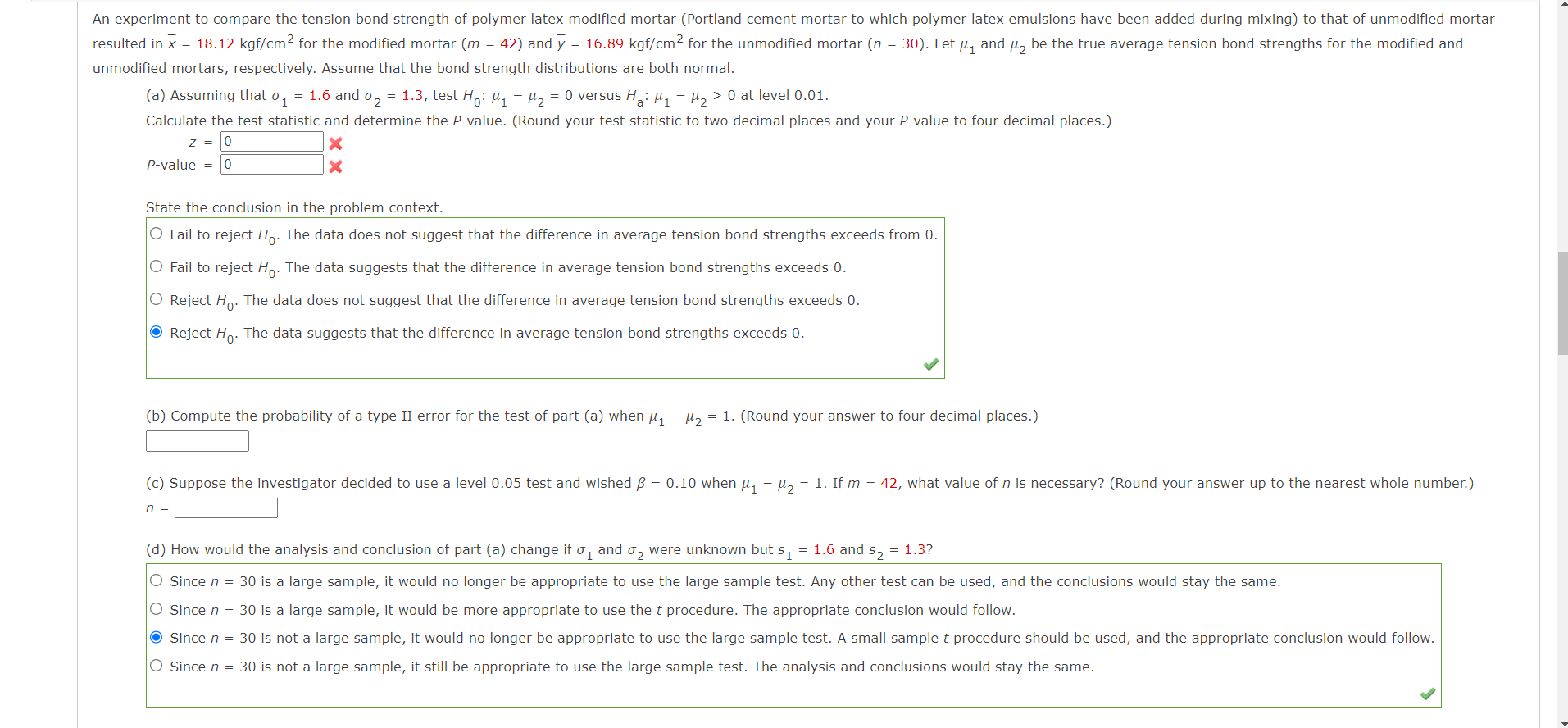 Solved modified mortars, respectively. Assume that the bond | Chegg.com