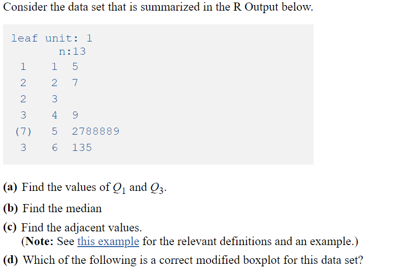 Solved Consider the data set that is summarized in the R | Chegg.com
