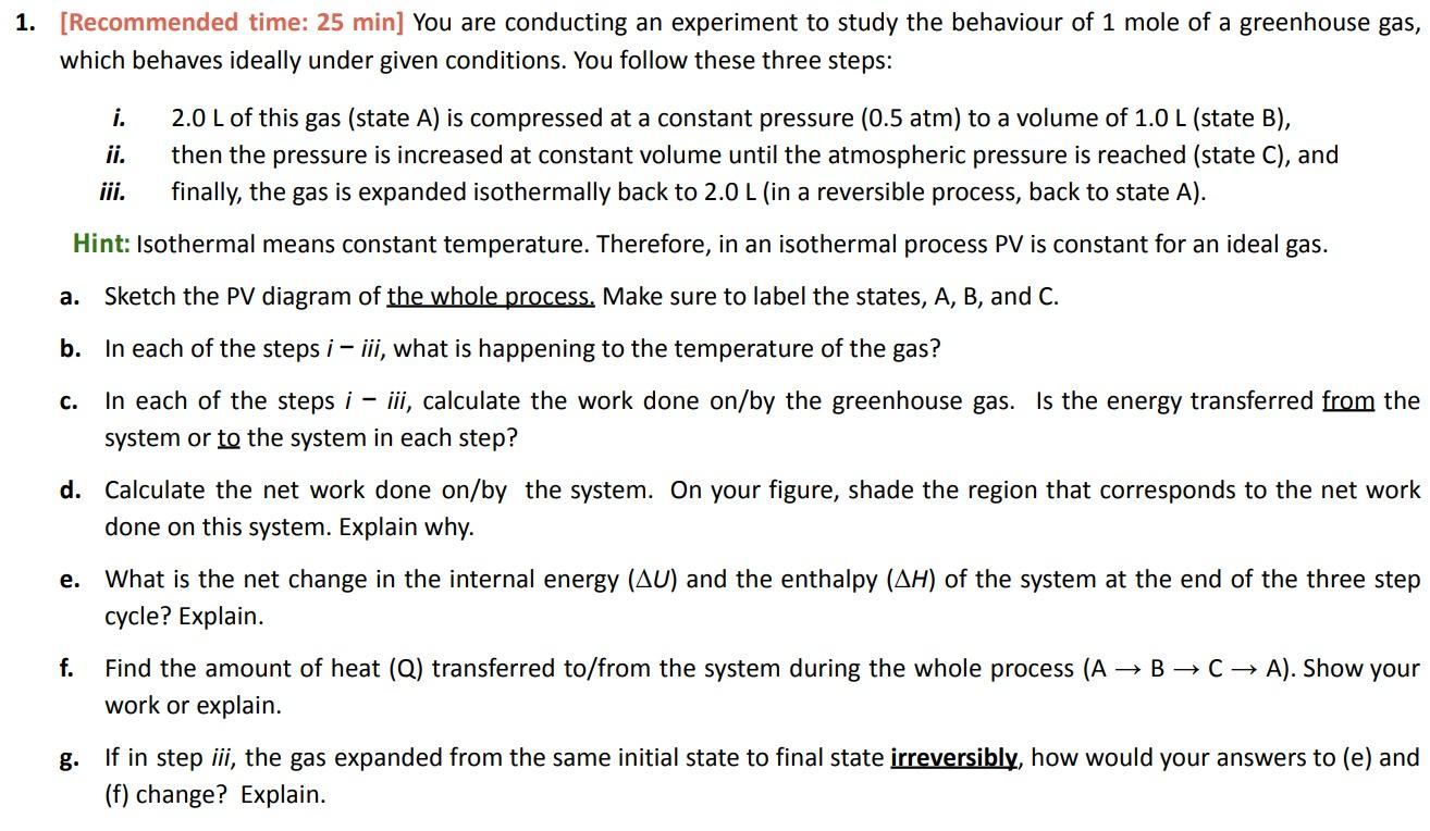 Solved 1. [Recommended time: 25 min ] You are conducting an | Chegg.com