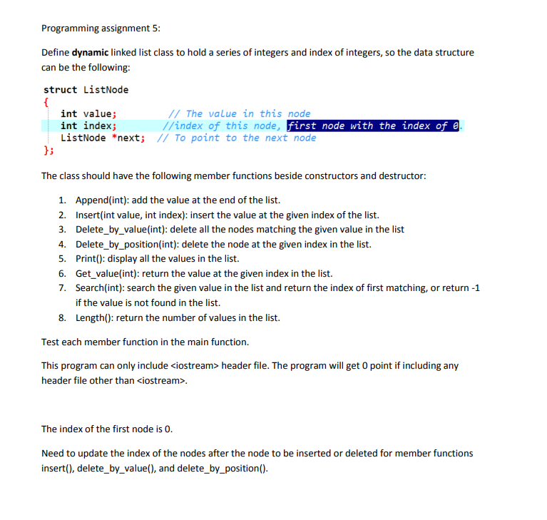 Solved Programming Assignment 5 Define Dynamic Linked List 