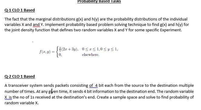 Solved Probability Based lasks Q-1 CLO 1 Based The fact that | Chegg.com