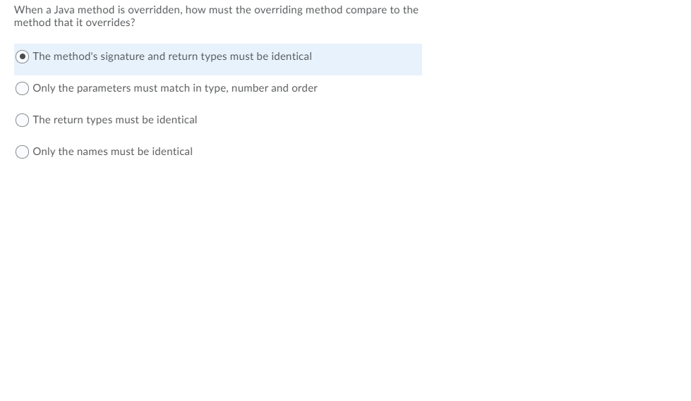 Solved When A Java Method Is Overridden How Must The 