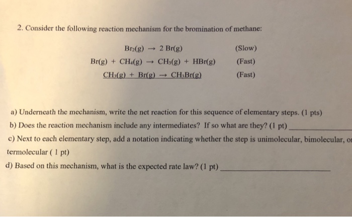 Solved 2. Consider the following reaction mechanism for the | Chegg.com