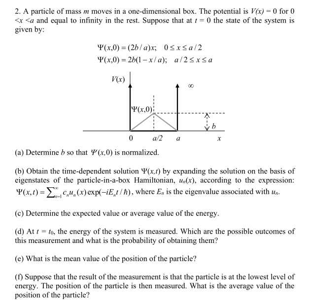 Solved 2. A particle of mass m moves in a one-dimensional | Chegg.com