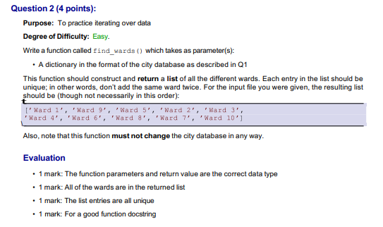 Solved uestion 2 (4 points): Purpose: To practice iterating | Chegg.com