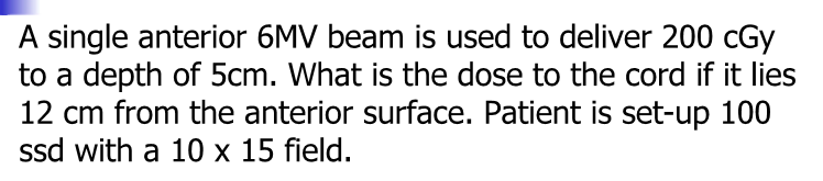 Solved A single anterior 6MV beam is used to deliver 200cGy | Chegg.com