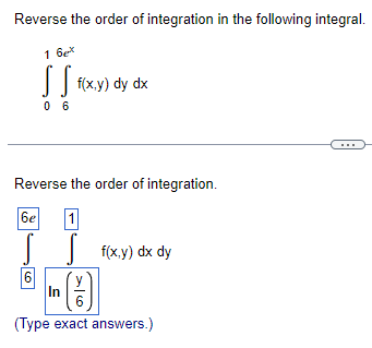 Solved Reverse the order of integration in the following | Chegg.com