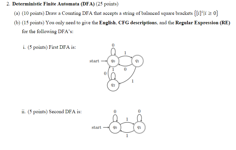 Solved 2. Deterministic Finite Automata (DFA) (25 points) | Chegg.com