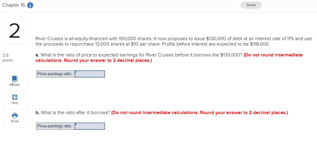 Solved Chapter 16 0 Saved River Cruises is | Chegg.com