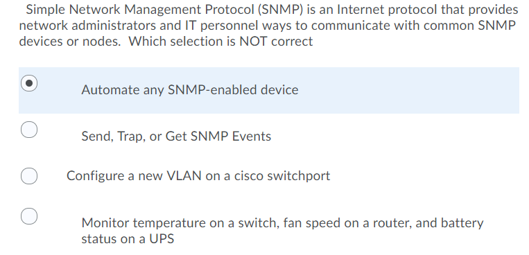 Solved Simple Network Management Protocol (SNMP) is an | Chegg.com