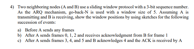 Solved 4) Two neighboring nodes (A and B) use a sliding | Chegg.com