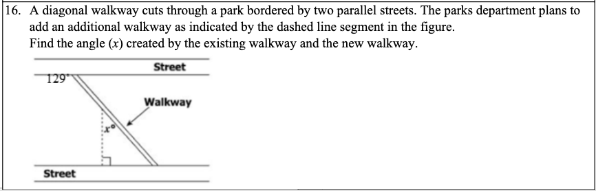 Solved 16. A diagonal walkway cuts through a park bordered | Chegg.com