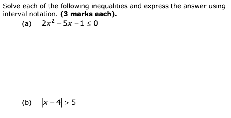 Solved Solve each of the following inequalities and express | Chegg.com