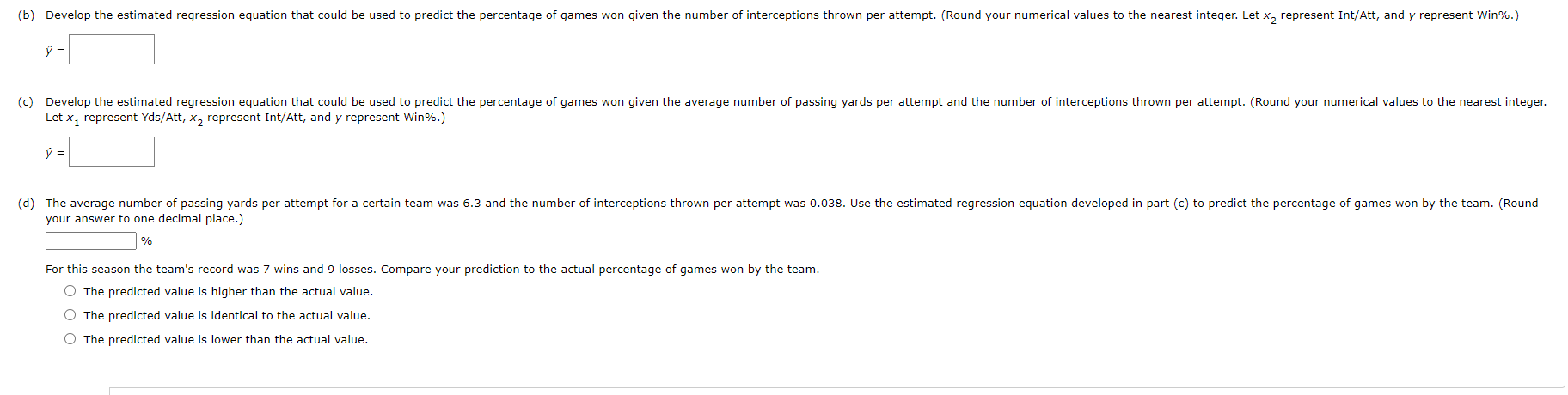Solved DATAfile: NFLPassing A statistical program is | Chegg.com