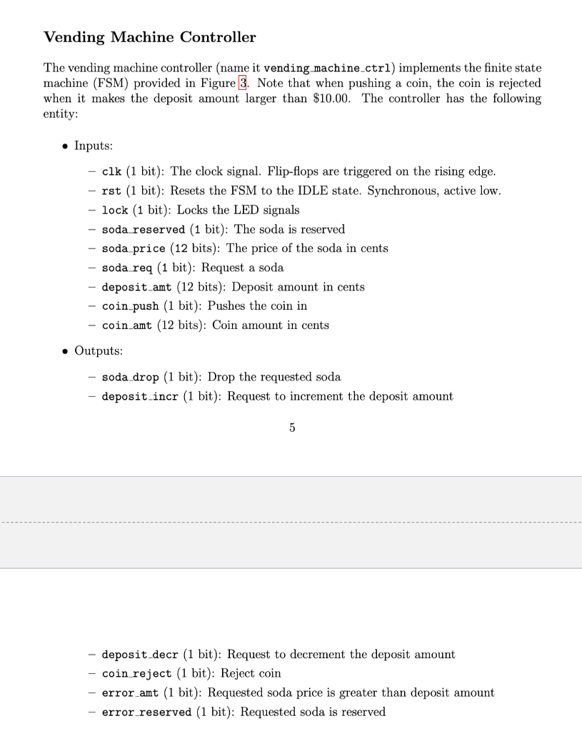 Solved The vending machine controller (name it | Chegg.com