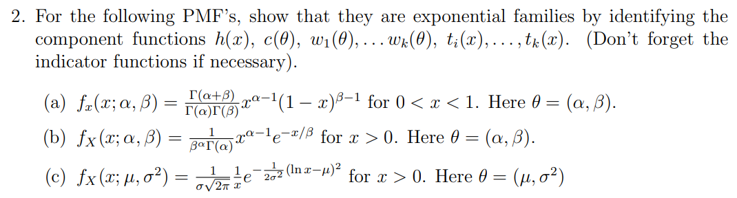 Solved 2. For the following PMF's, show that they are | Chegg.com
