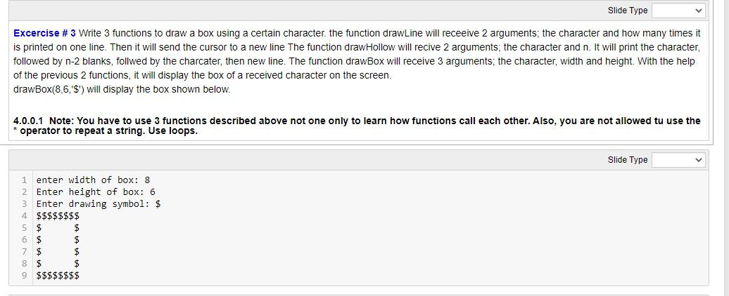 Solved Slide Type Excercise 3 Write 3 Functions To Draw A Chegg