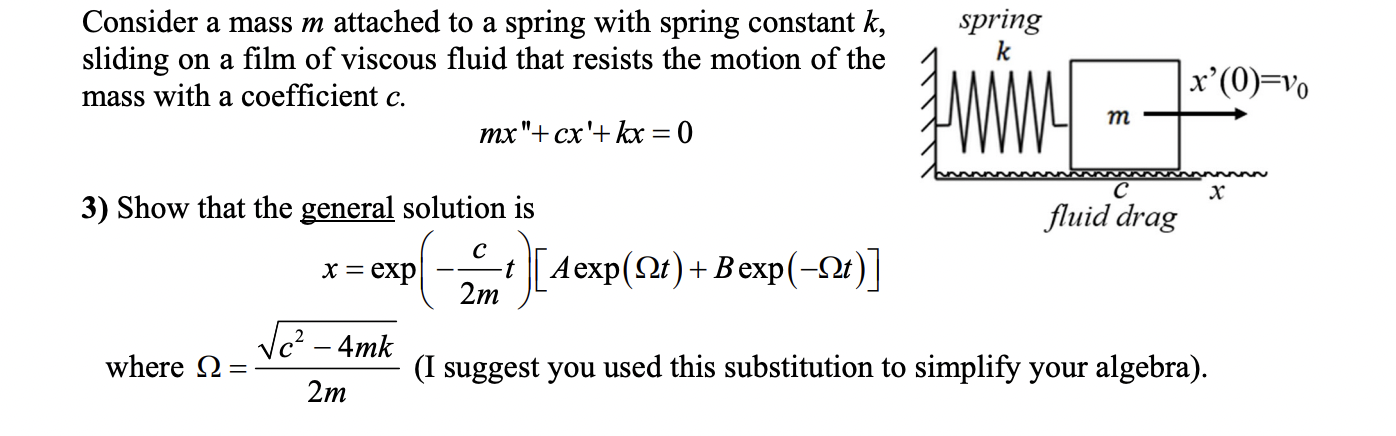 Solved spring k Consider a mass m attached to a spring with | Chegg.com