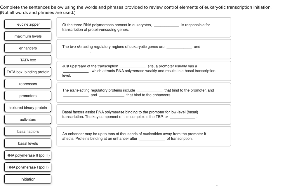Solved Complete the sentences below using the words and | Chegg.com