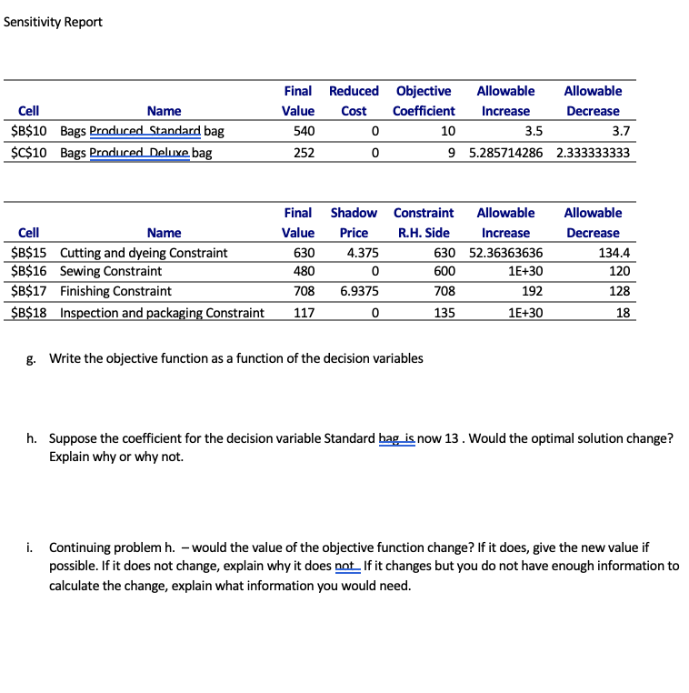 Solved 1. Reading Solver Output Below are the answer and | Chegg.com