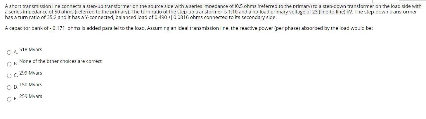 Solved A short transmission line connects a step-up | Chegg.com
