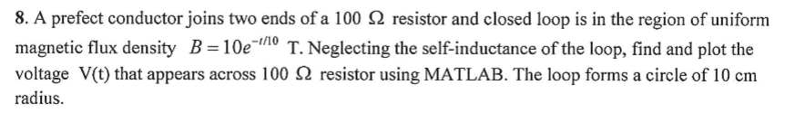 Solved 8. A prefect conductor joins two ends of a 100 Ω | Chegg.com