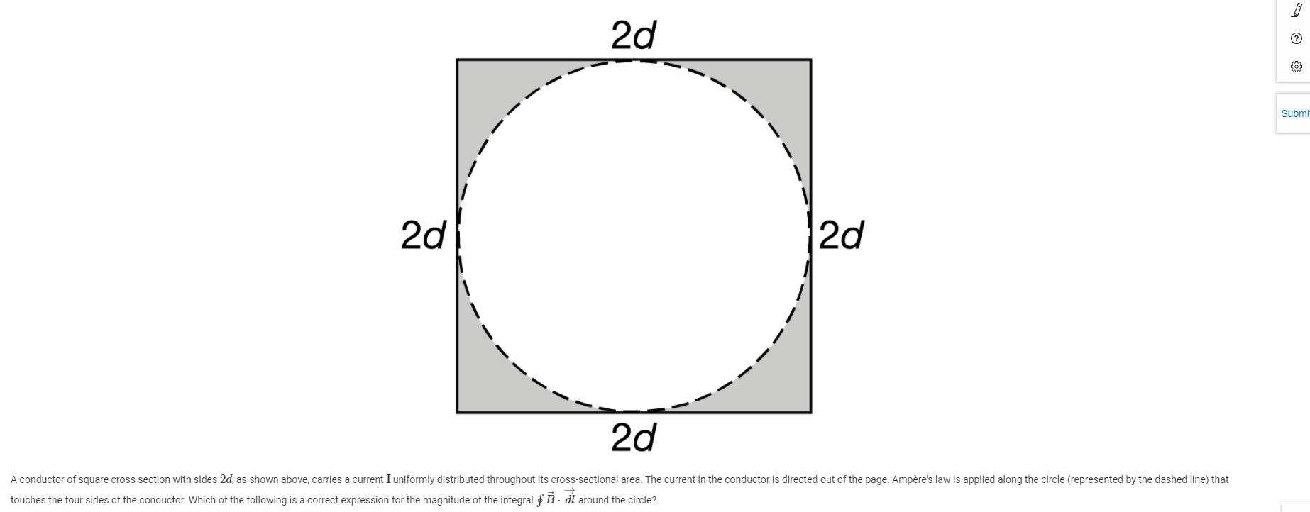 Solved 2d FO Submi 2d 2d 2d A conductor of square cross | Chegg.com