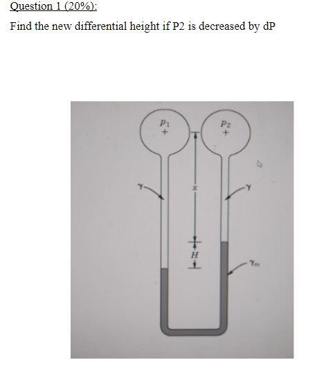 Solved Question 1 (20%): Find the new differential height if | Chegg.com